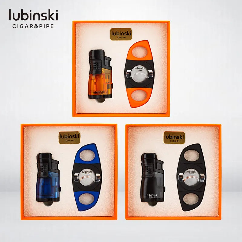 LUBINSKI Cigar Lighter and Cutter Como Cigar Scissors Combination 3 J ...