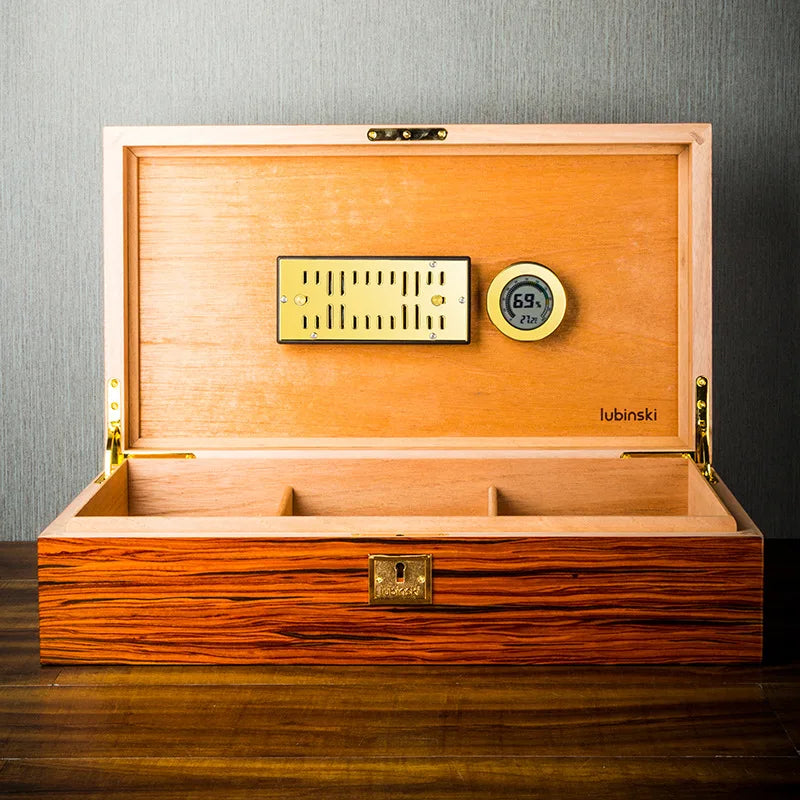 LUBINSKI Humidor Cigar Box Glass Cedar Wood Capacity Big Cigar Hum ...