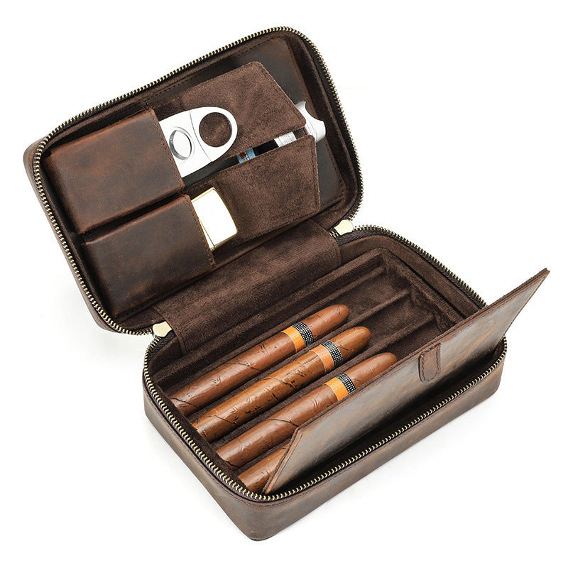 CIGARLOONG Cigar Box Portable Cigar Storage Box Travel Leather Cigar ...