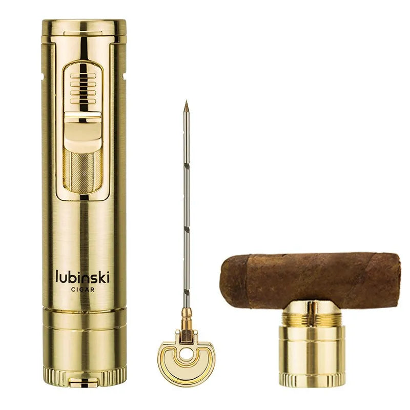LUBINSKI Cigar Lighter Smoke Accesoires Butane Blue Gas Flame Torch ...