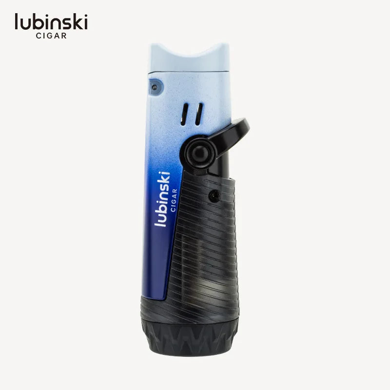 LUBINSKI Cigar Lighter with Holder Double Direct Blue Flame Injection ...